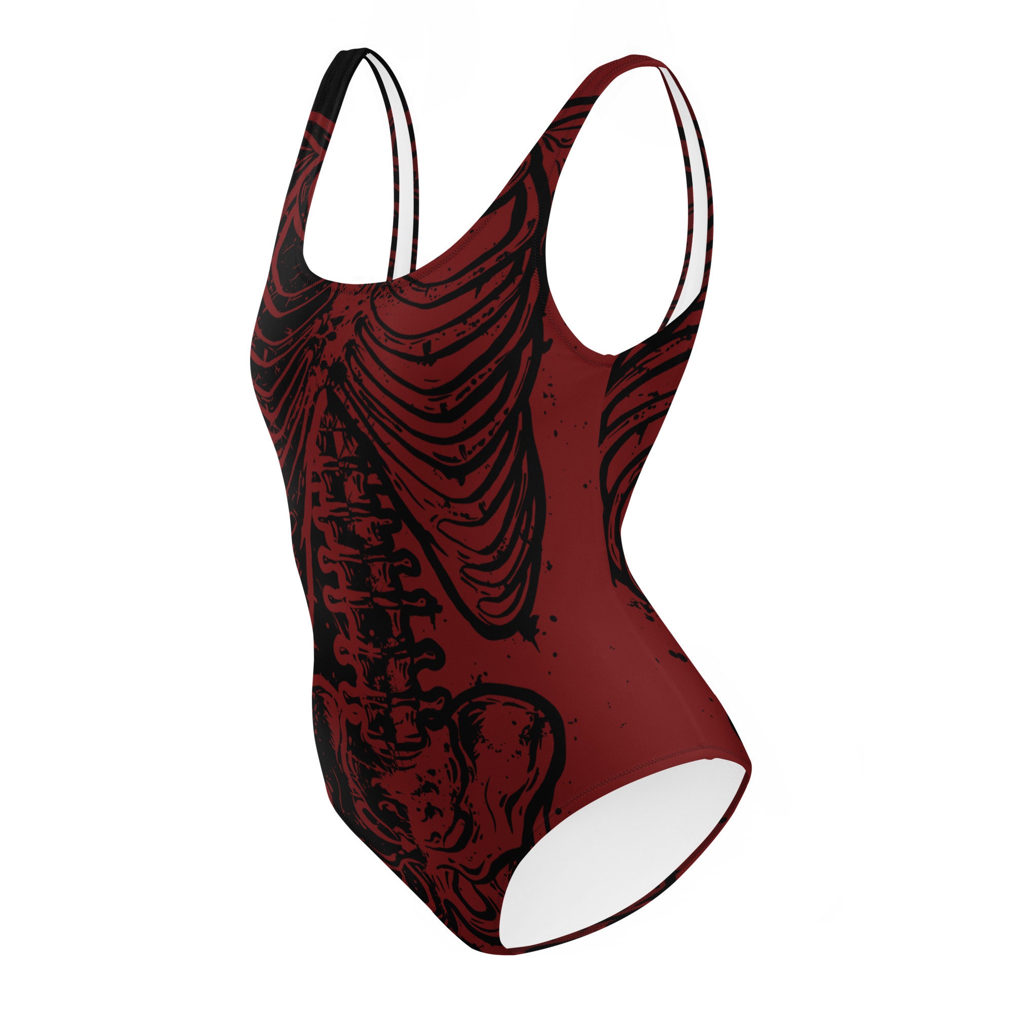 Red Skeleton Swimsuit Gothic Swimwear Halloween Lover Women Swimwear ...