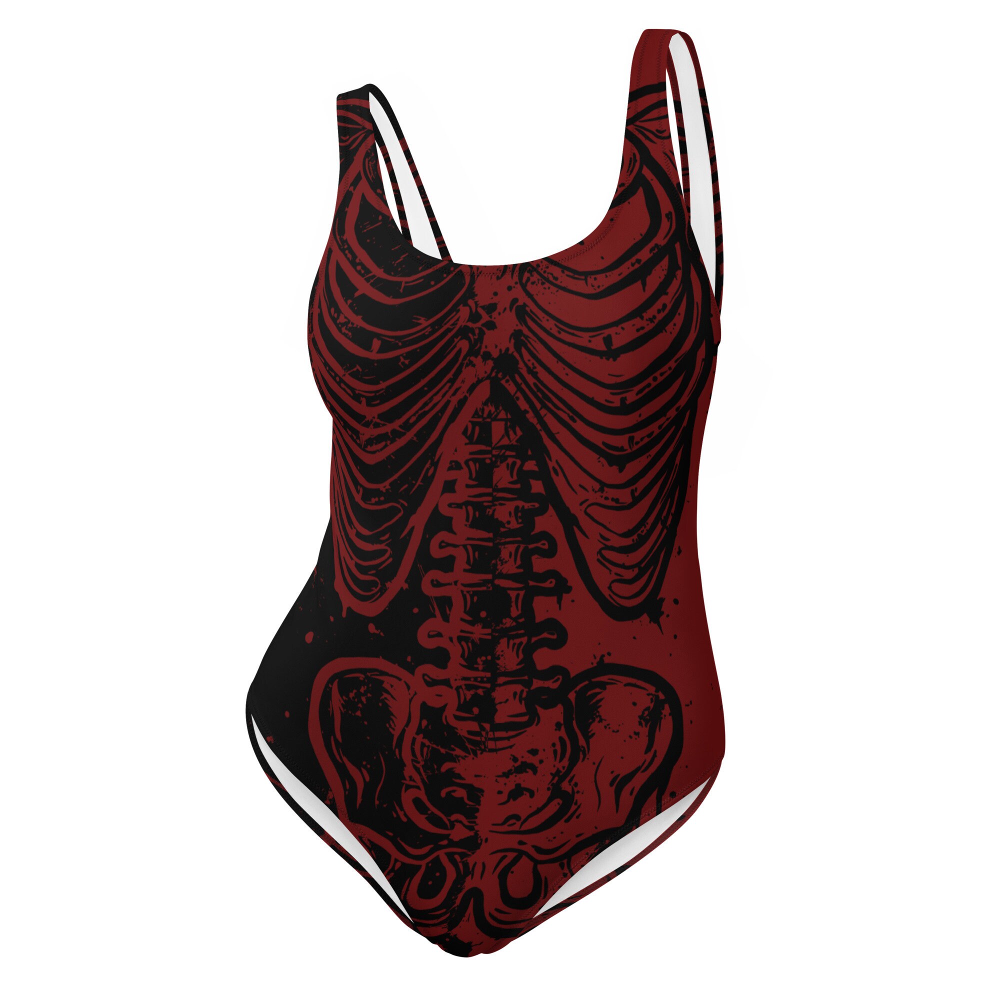 Red Skeleton Swimsuit Gothic Swimwear Halloween Lover Women Swimwear ...