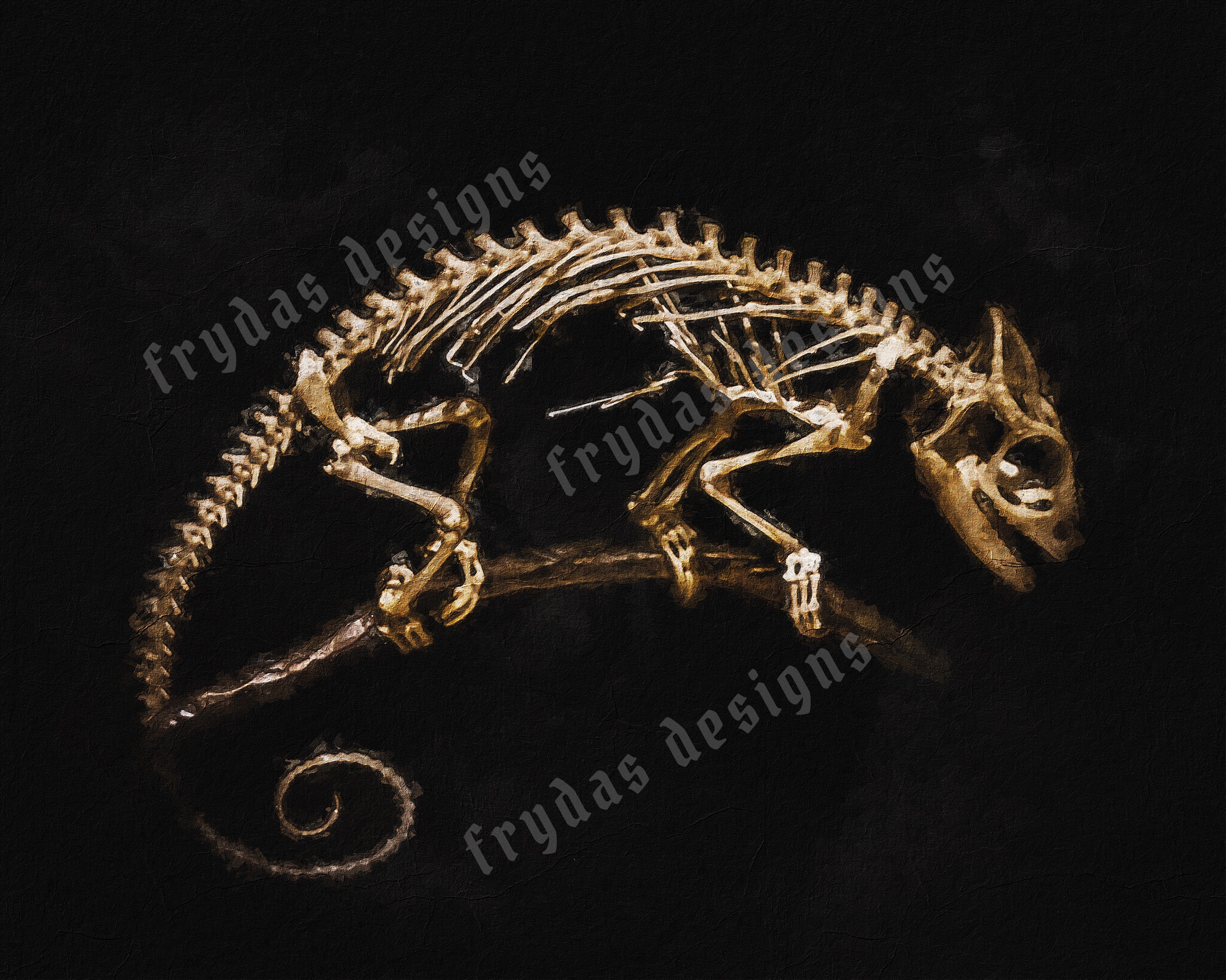 Chameleon Skeleton Dark Academia Gothic Home Decor Oil - Etsy