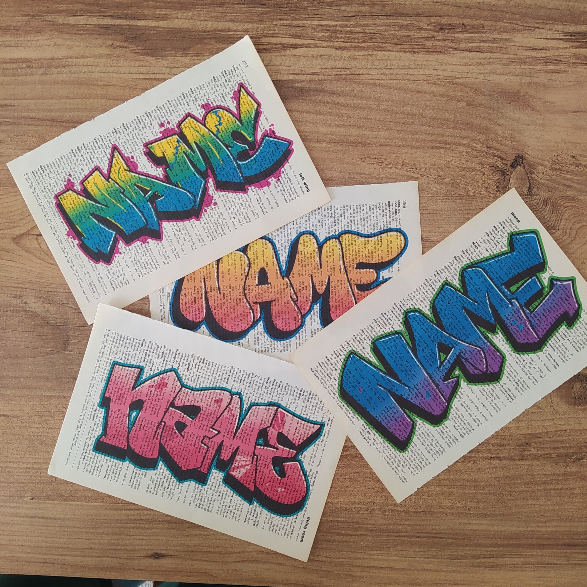 50 Years Old Dictionary Page With Custom Family Names Printed With ...