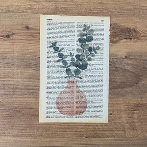 Indoor Plant Print on Dictionary Page, Botanical Art, Kitchen and ...