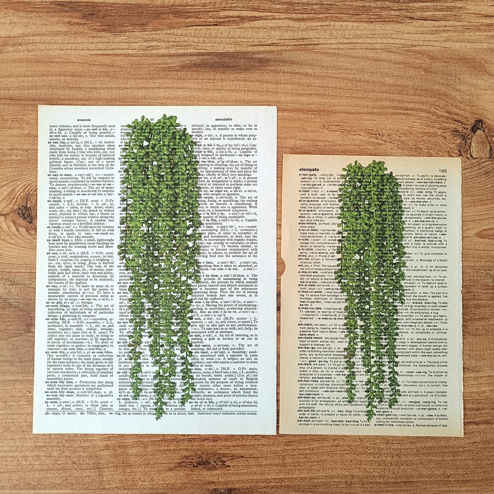 Vintage Green Floral Dictionary Print Boho Wall Art Green Leaves Flower ...
