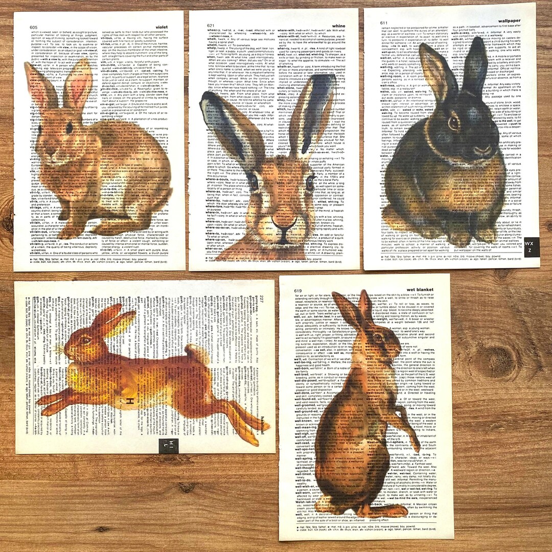 Bunny Prints, Old Dictionary Page, Rabbit Lover Gift, Rabbit Dictionary ...
