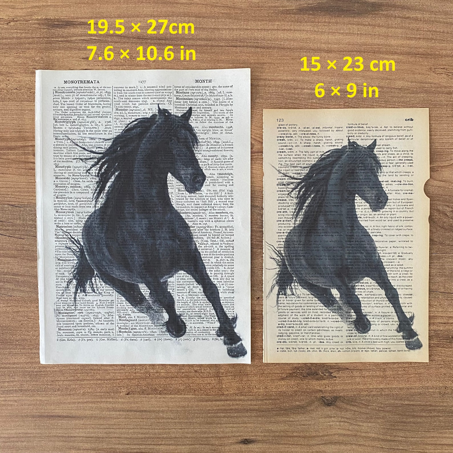 Set of 6 Horse Dictionary Print, Vintage Book Print, Horse Wall Art ...