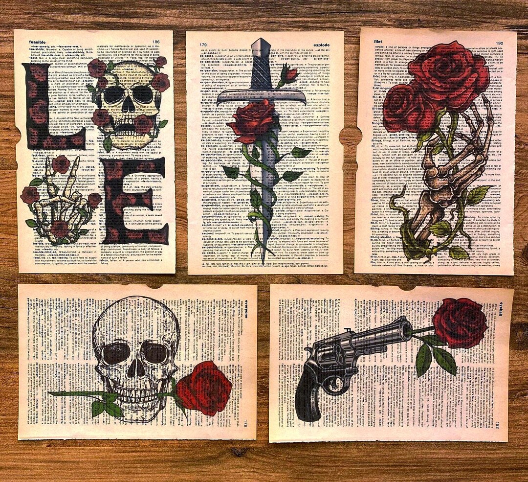 Till Death to Us Part Theme Prints, Set of 5 Art Prints on Old ...