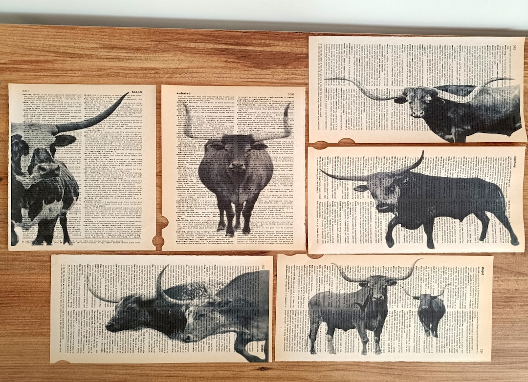 Texas Longhorn, Dictionary Print, Longhorn, Bison, Bison Print ...