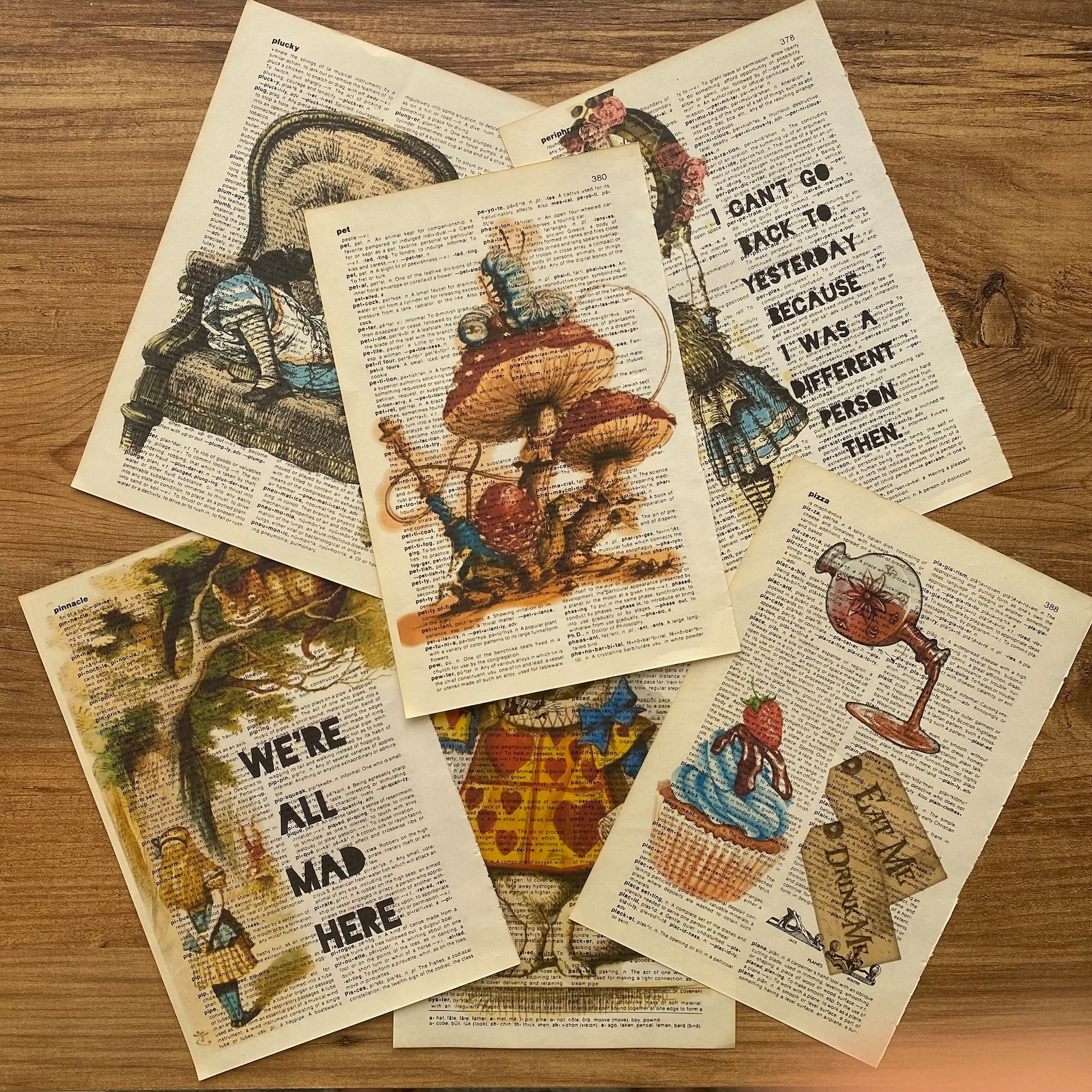 Alice in Wonderland Book Page Print, We're All Mad Here, Alice ...