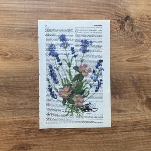 Dictionary Art; Wildlowers, Flower Print, Flower Line Art, Antique ...