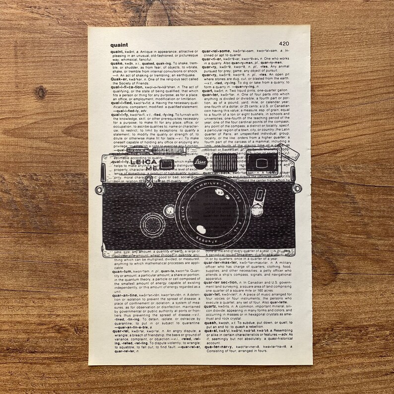 Vintage Camera Book Page Print Black and White Art Camera - Etsy