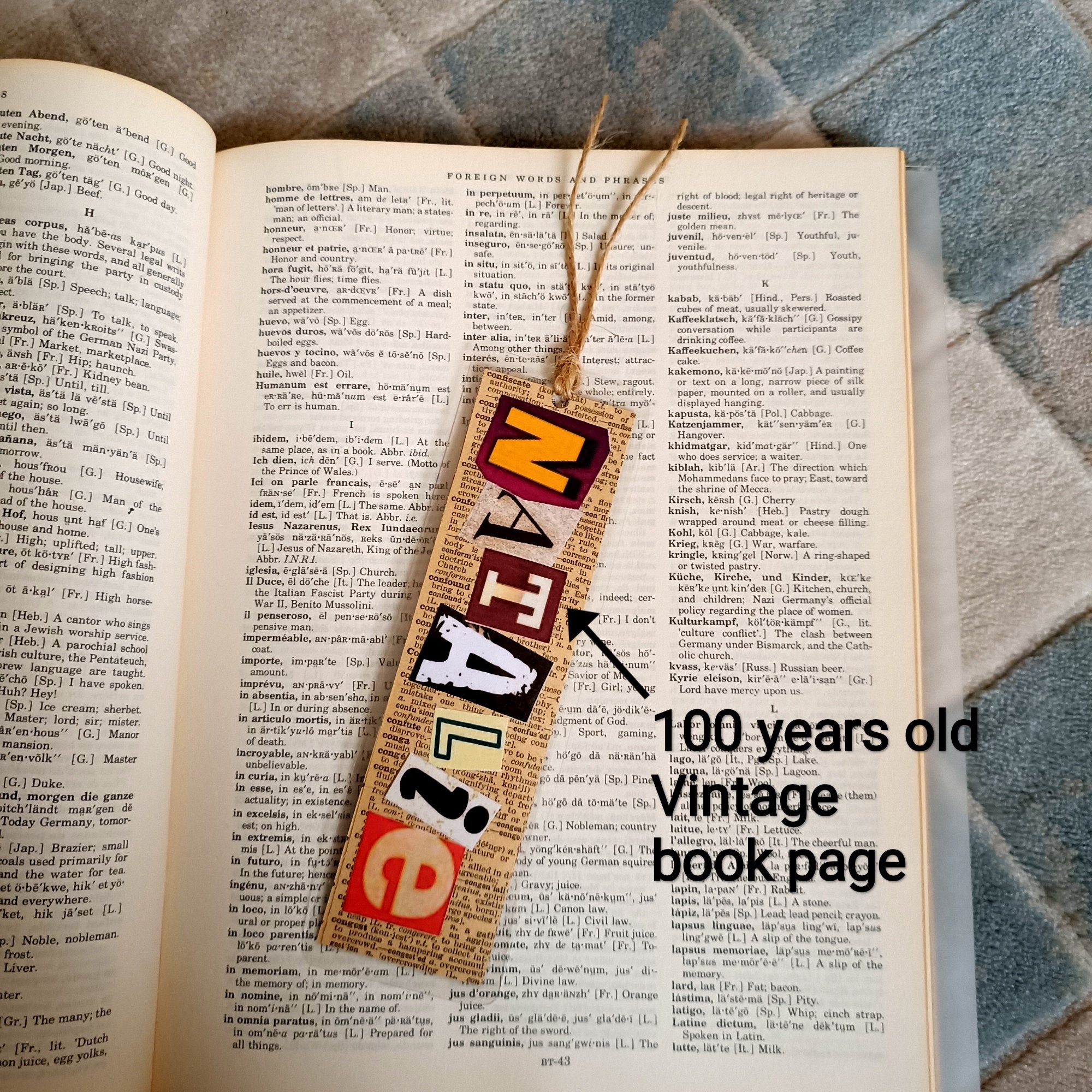 Bookmark From 100-year-old Book and Magazine Letters, Personalized ...
