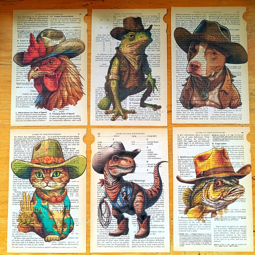 Vintage Cowboy Animal Dictionary Art Print - Etsy