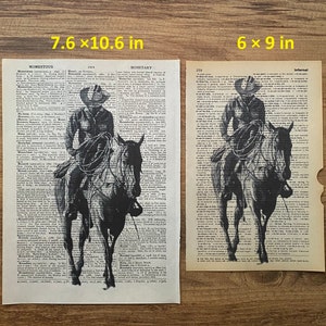 Set of 7 Cowboy Decor Dictionary Prints, Cowboy Poster, Black and White ...