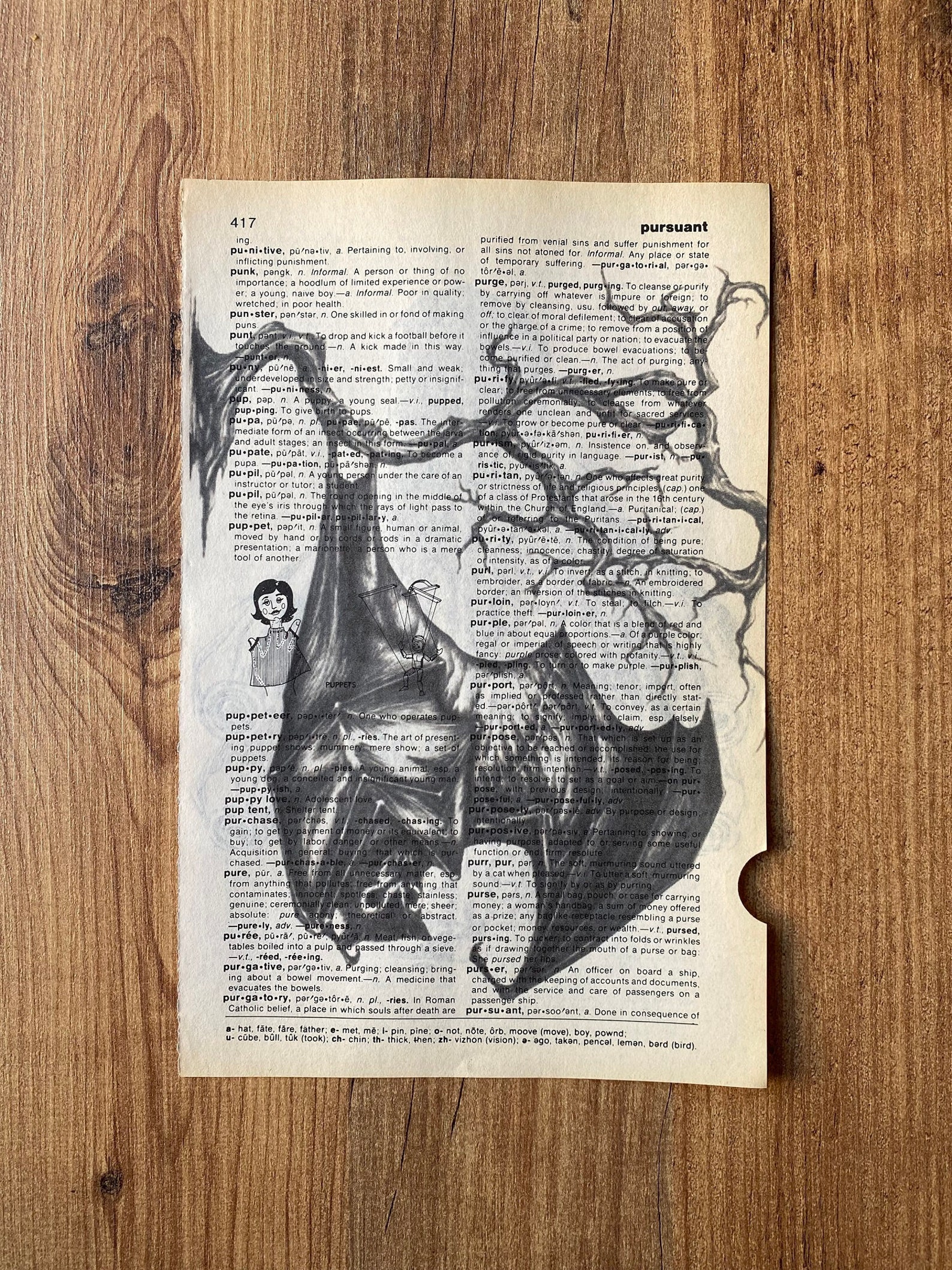Set of 5 Bat Prints Dictionary Page, Bat Theme on Book Page, Romantic ...