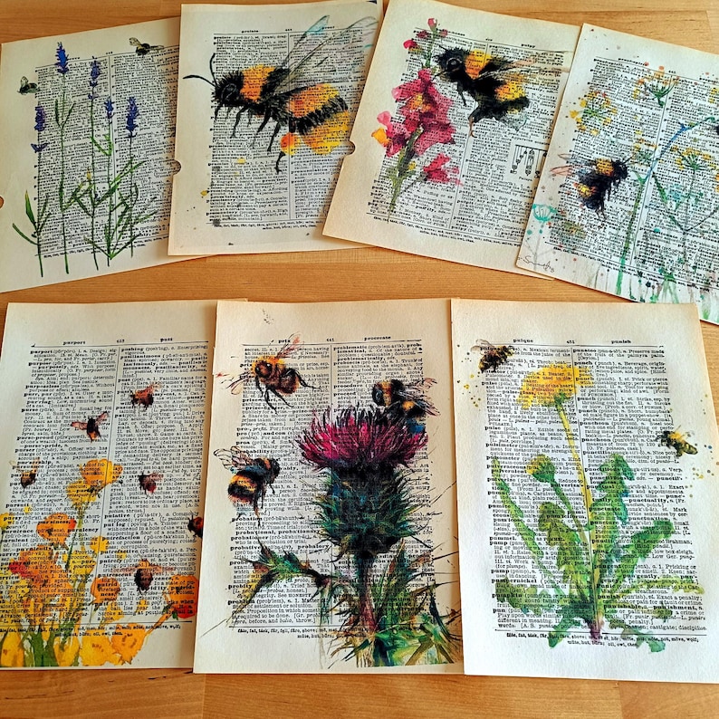 Bee Art, Bee Poster, Bee Decor, Kitchen Decor, Wildlowers, Wildlower ...
