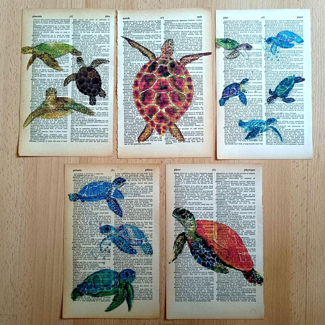 Vintage Sea Turtle Dictionary Art Print: Ocean Wildlife Decor - Etsy