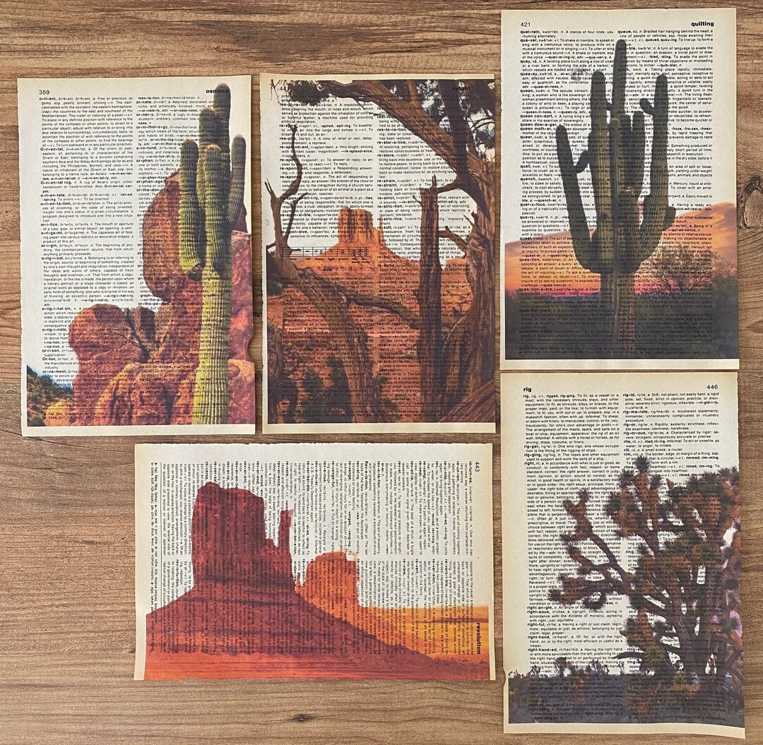 5 Pieces Arizona Desert Dictionary Print, Arizona Landscape, Desert ...