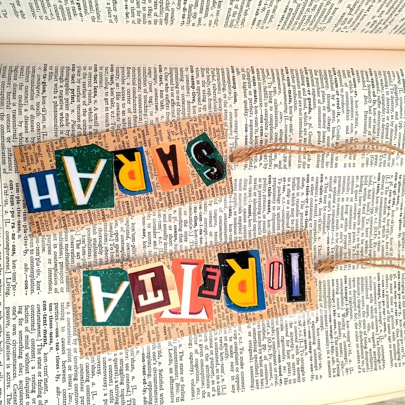 Bookmark From 100-year-old Book and Magazine Letters, Personalized ...