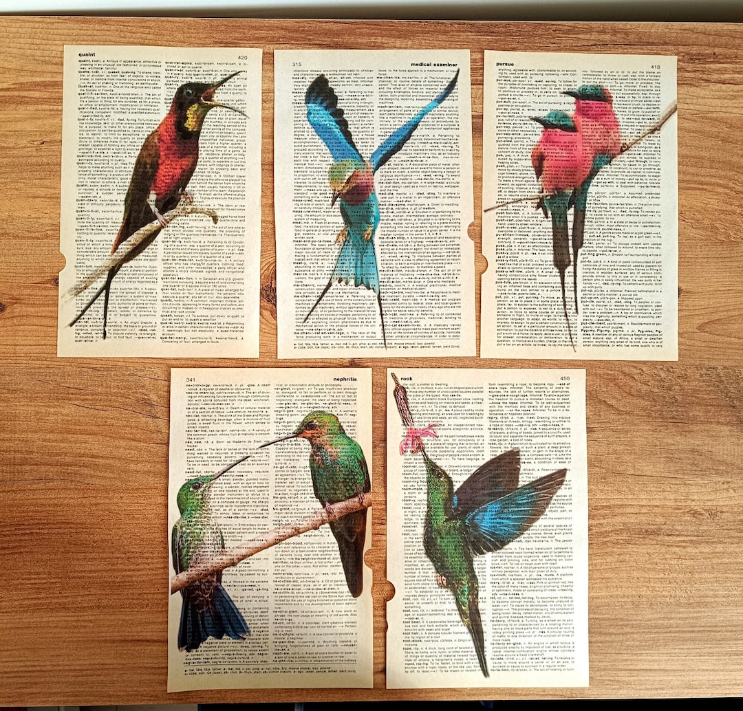 Hummingbird Theme Dictionary Art, Wall Print, Vintage Prints ...