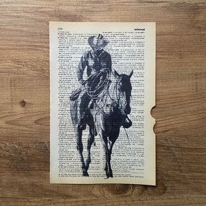 Set of 7 Cowboy Decor Dictionary Prints, Cowboy Poster, Black and White ...