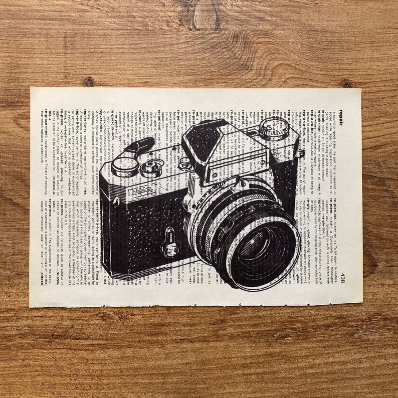 Vintage Camera Book Page Print Black and White Art Camera - Etsy
