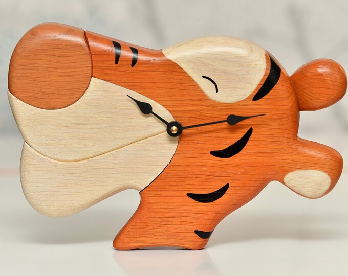 Colourful & Fun Tigger Handmade Wooden Wall Clock With German Quartz ...