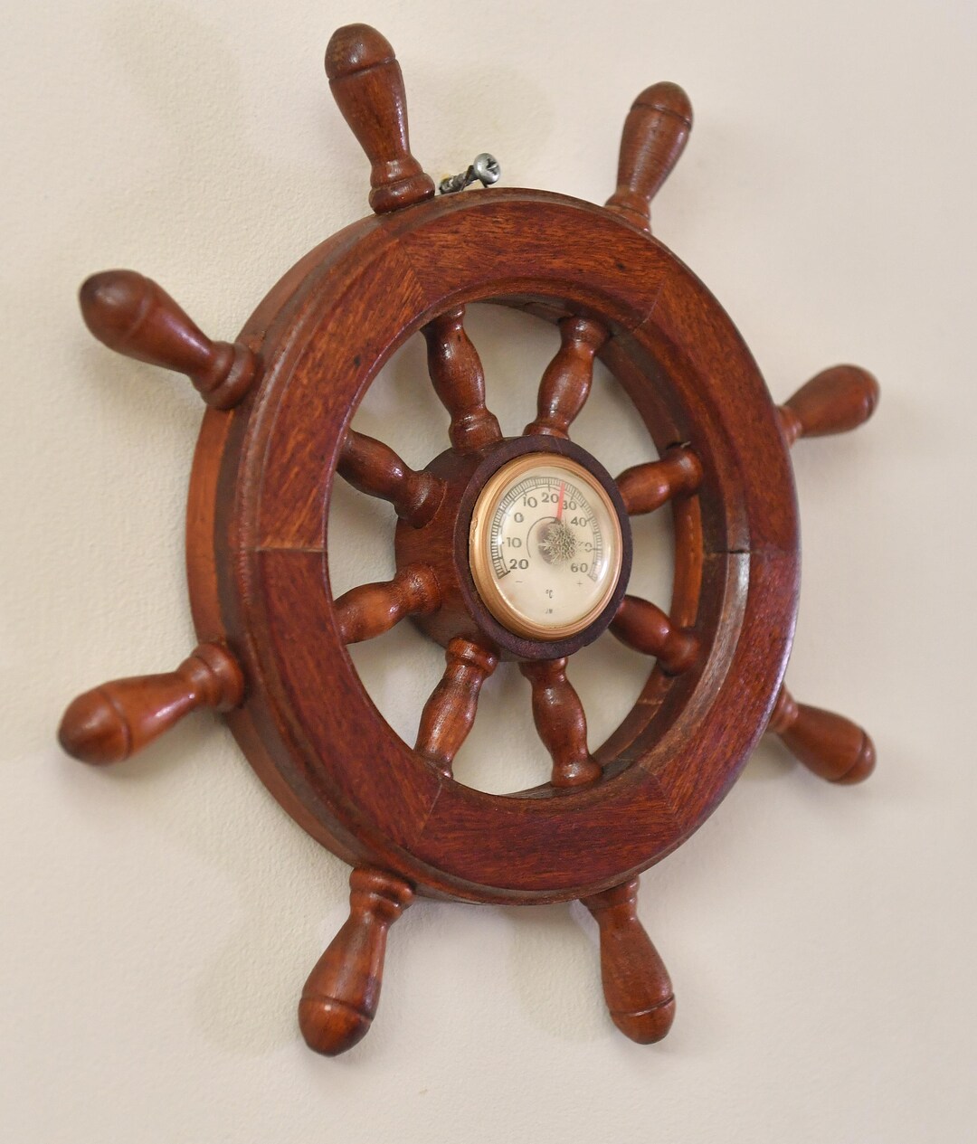 Mid-century Ships Wheel Thermometer: Restored Wooden Wall Decor - Etsy