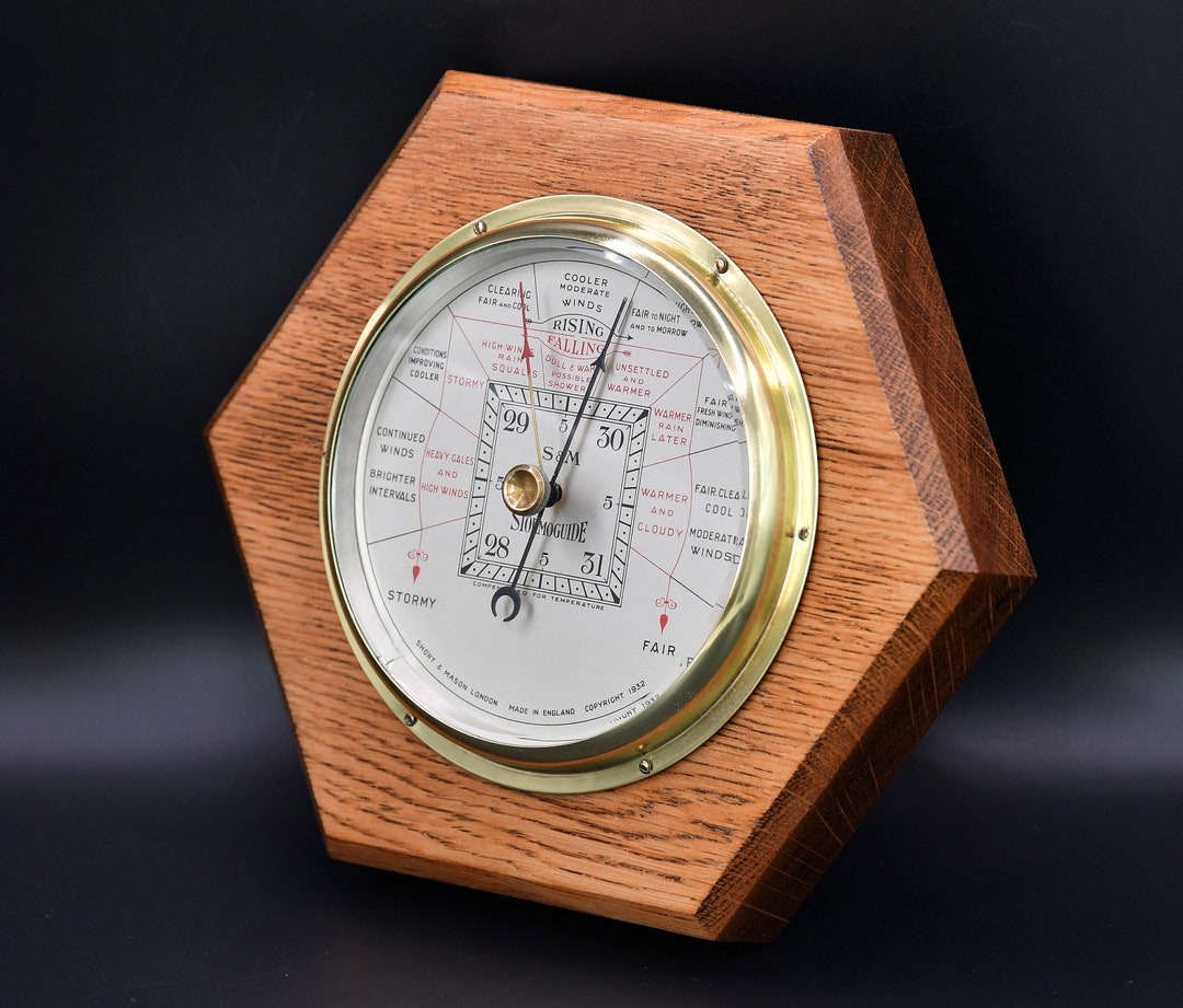 Stormoguide 1930's English Oak Barometer by Short & Mason Restored and ...