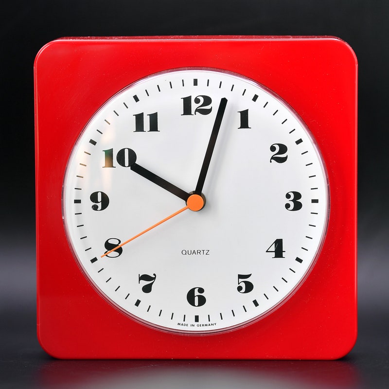 Red Wall Clock - Etsy