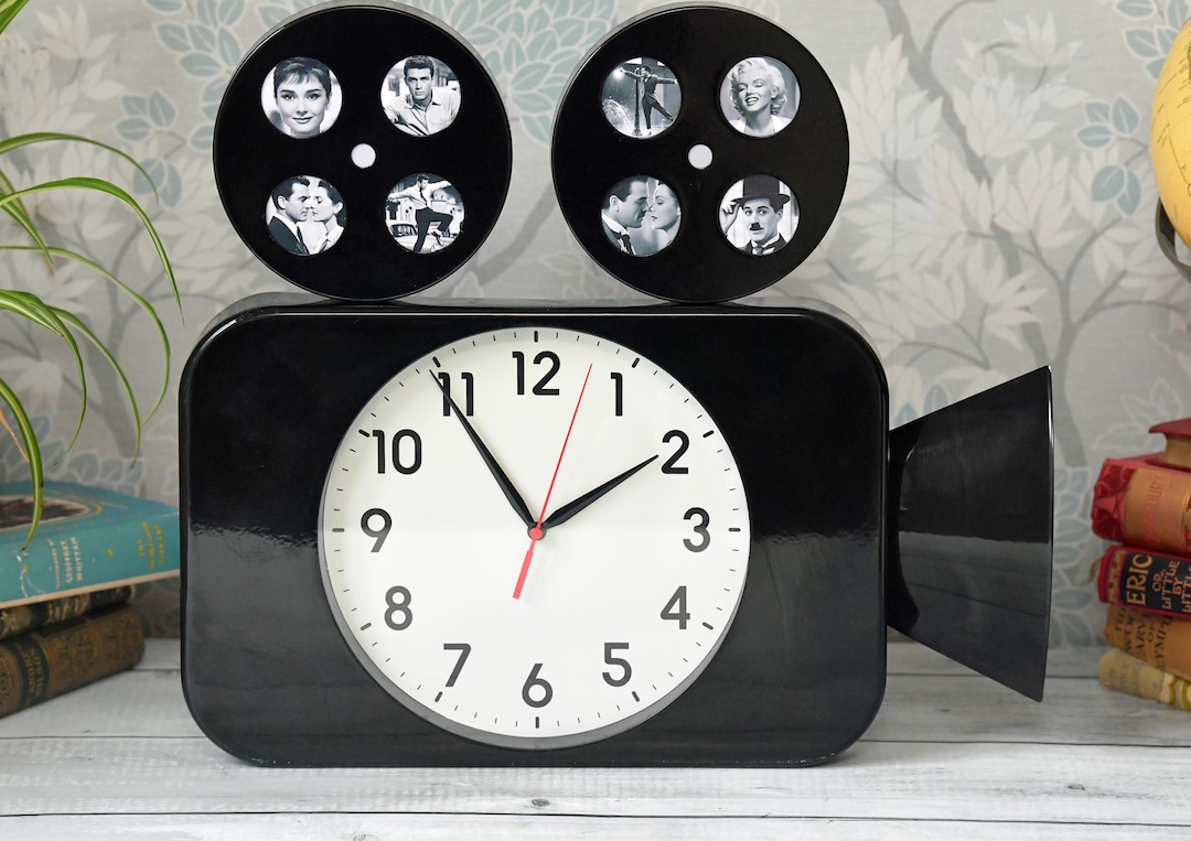Vintage Film Camera Clock – Hollywood Icons, Restored Metal Cinema ...