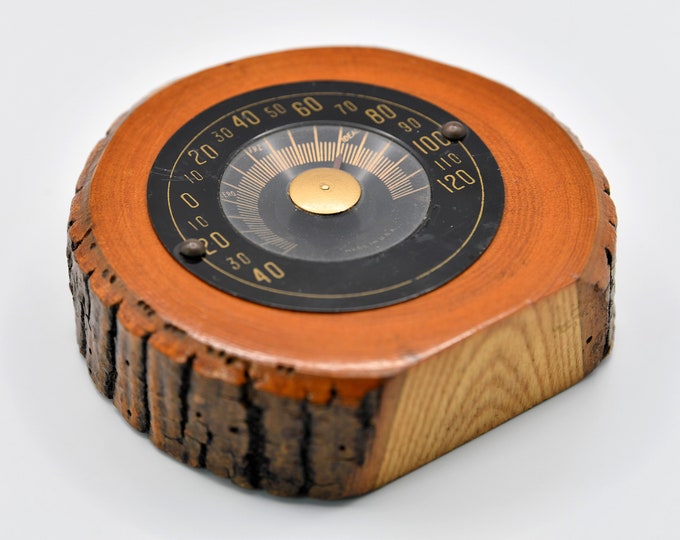 Nostalgic American / Canadian 1950s Wood Slice Desk Thermometer ...
