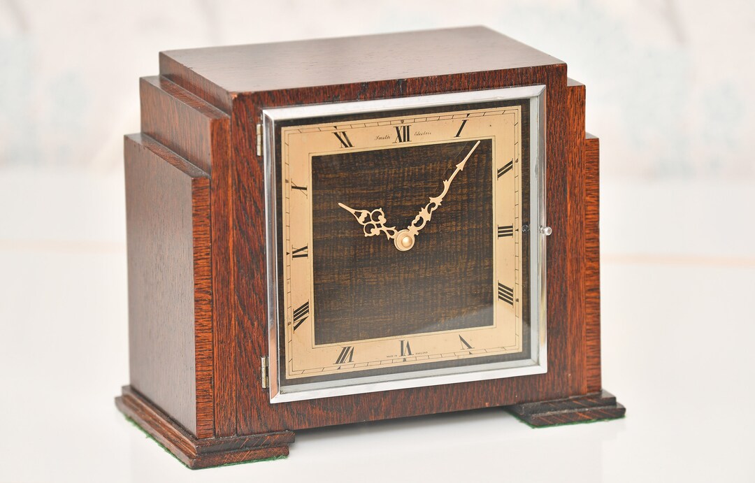 Smiths Art Deco Westminster Chiming Electric Mantel Clock With Square ...