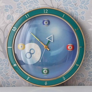 Classic 1980's Games Room Quartz Wall Clock Great Gift for Billiards ...