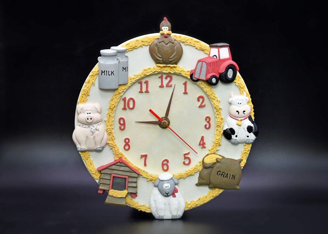 Vintage Farmyard Animal Wall Clock: Cottage Kitchen Decor - Etsy