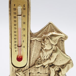 1940's Vintage Peerage Cast Brass Desk Thermometer A Circus Dwarf Tests ...