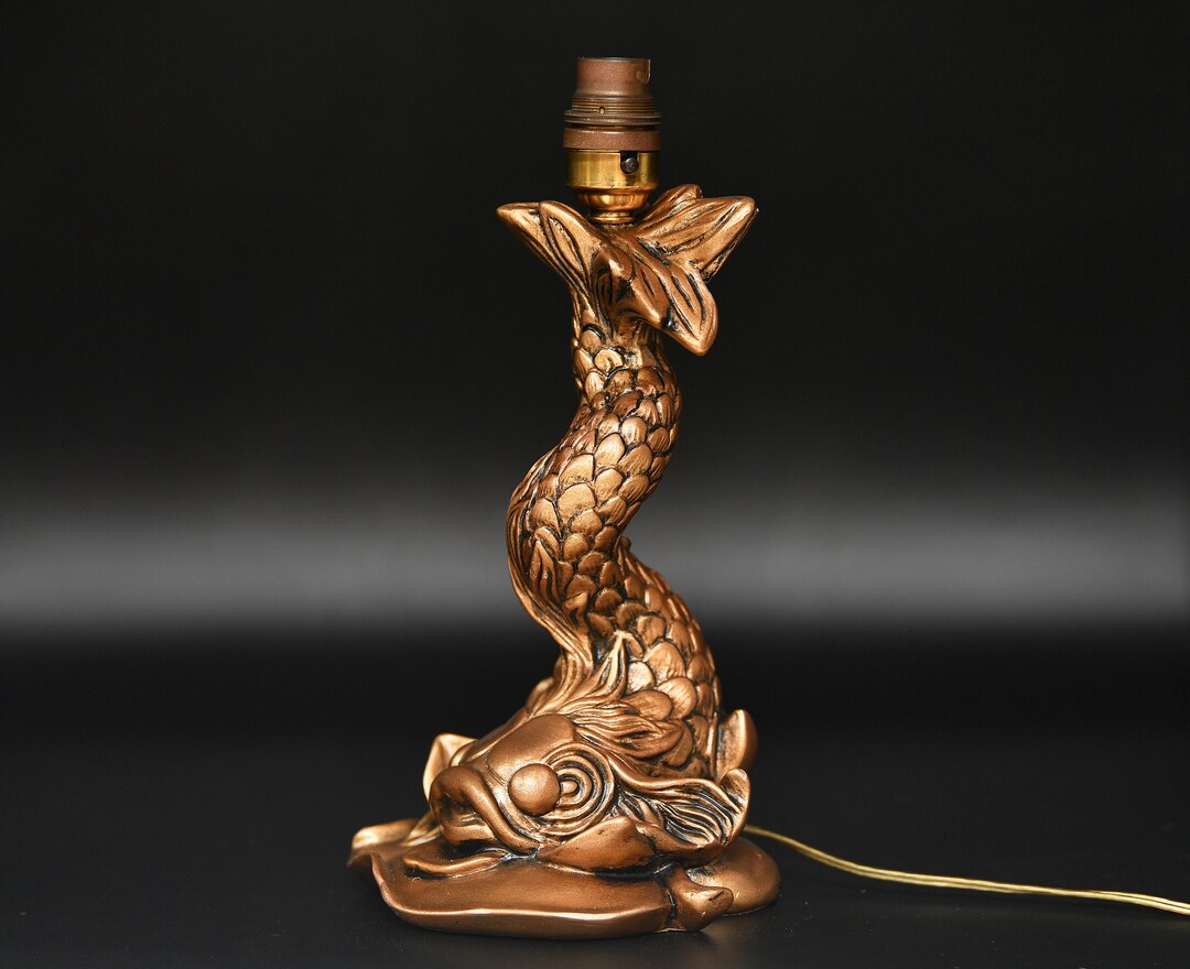Vintage Table Lamp Base Featuring a Koi Carp / Mythical Creature ...