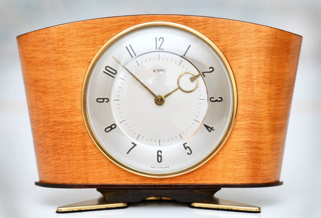 Golden Teak 1960's Metamec Electric Clock in Lovely Restored Working ...