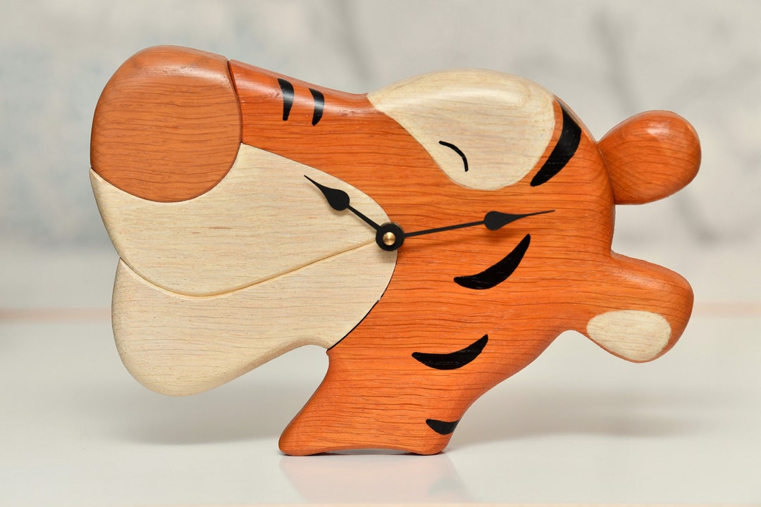 Colourful & Fun Tigger Handmade Wooden Wall Clock With German Quartz ...