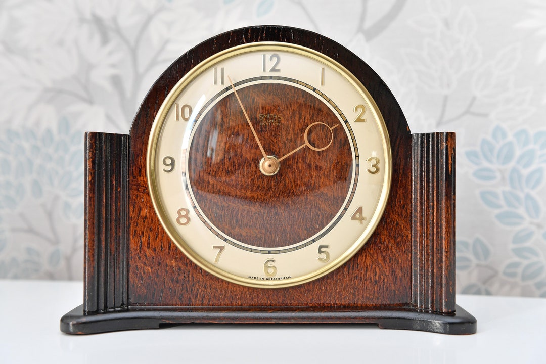 Smiths 'woodville' 4 Jewel 8 Day Wooden Mantel Clock Restored Early ...