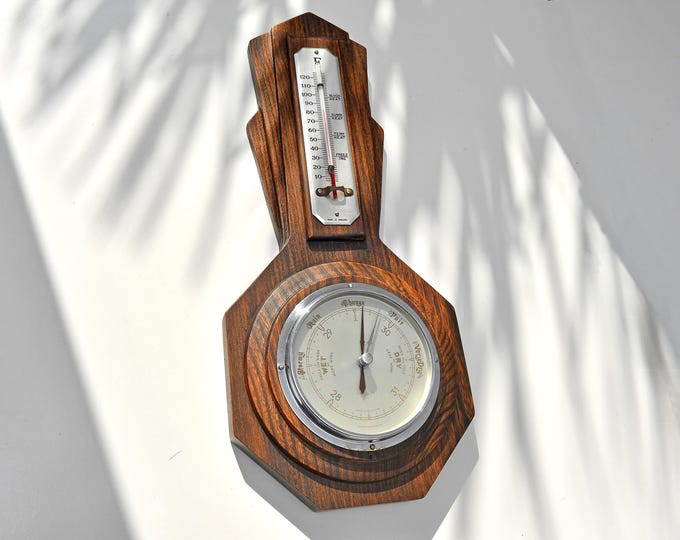 Beautifully Restored 1950's Solid Oak Art Deco Wall Barometer ...