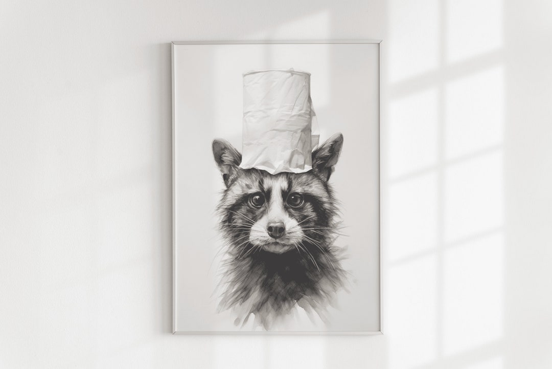 Affiche Raton Laveur Aux Toillettes Impression Animal Drôle Décoration ...