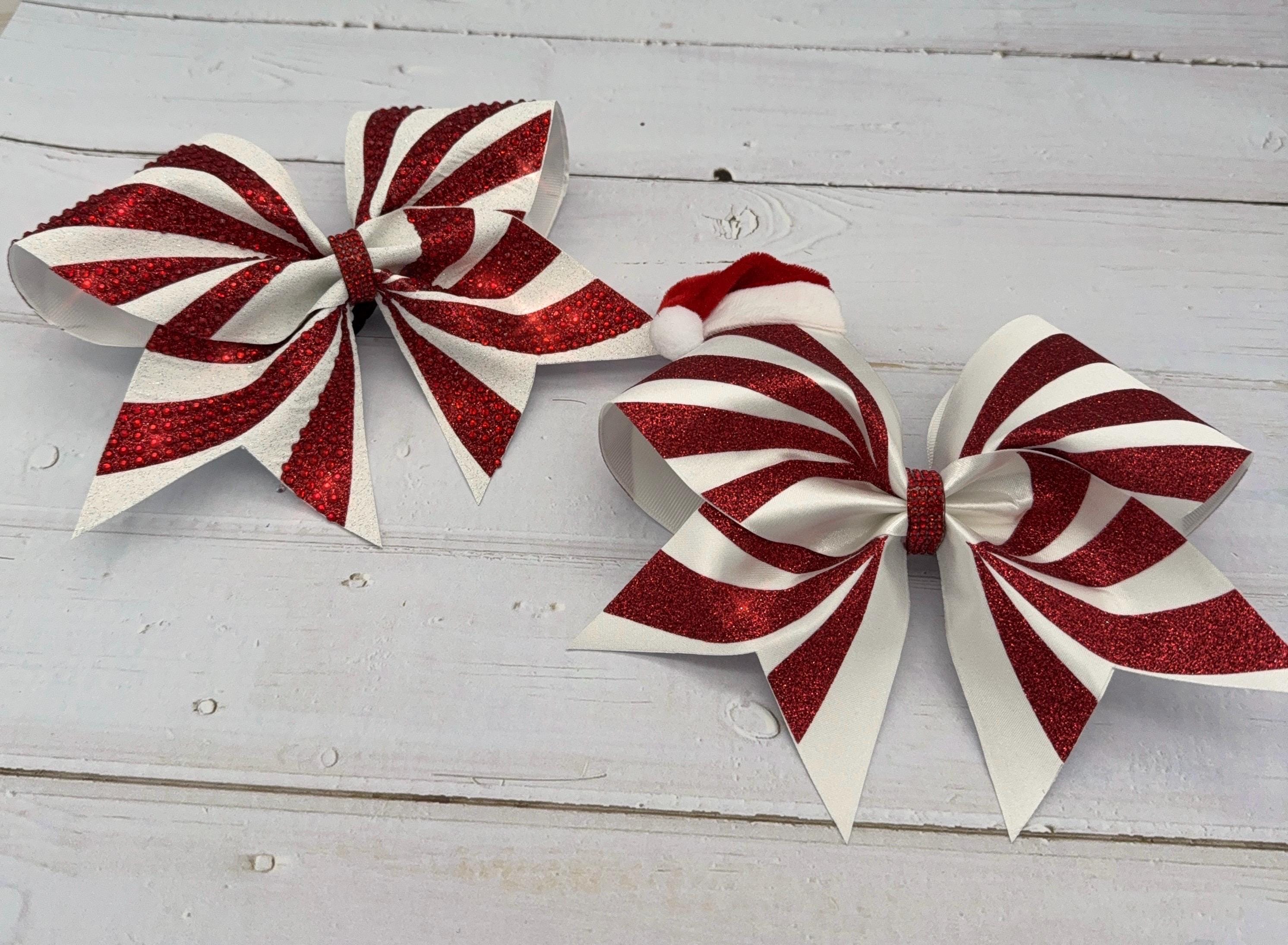 Candy Cane Christmas Cheer Bow: Rhinestone Cheerleader Bow - Etsy