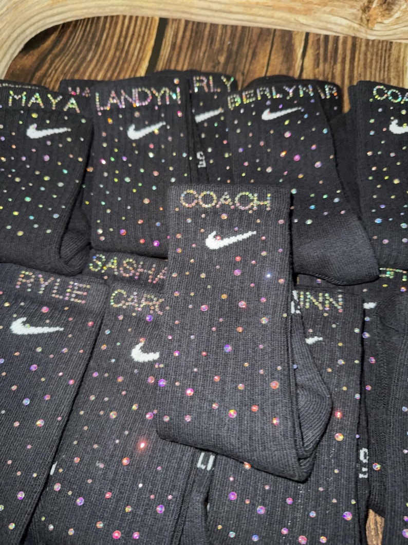 Bling Rhinestone Socks With Name - Cheer Gift - Cheerleader ...