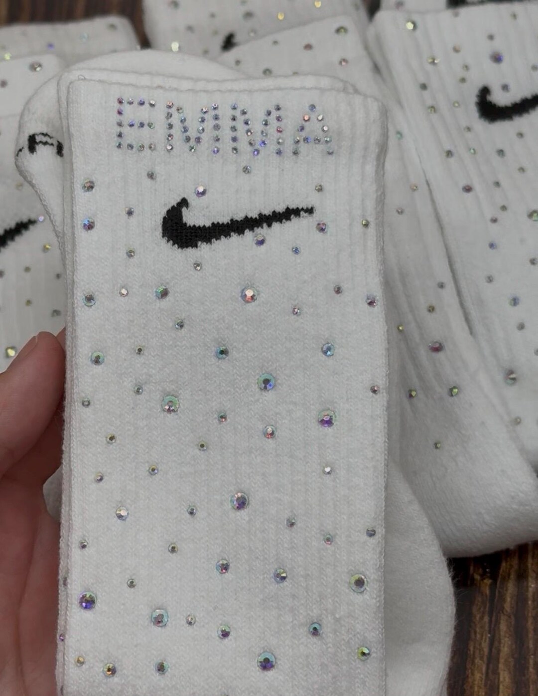 Bling Rhinestone Socks With Name - Cheer Gift - Cheerleader ...