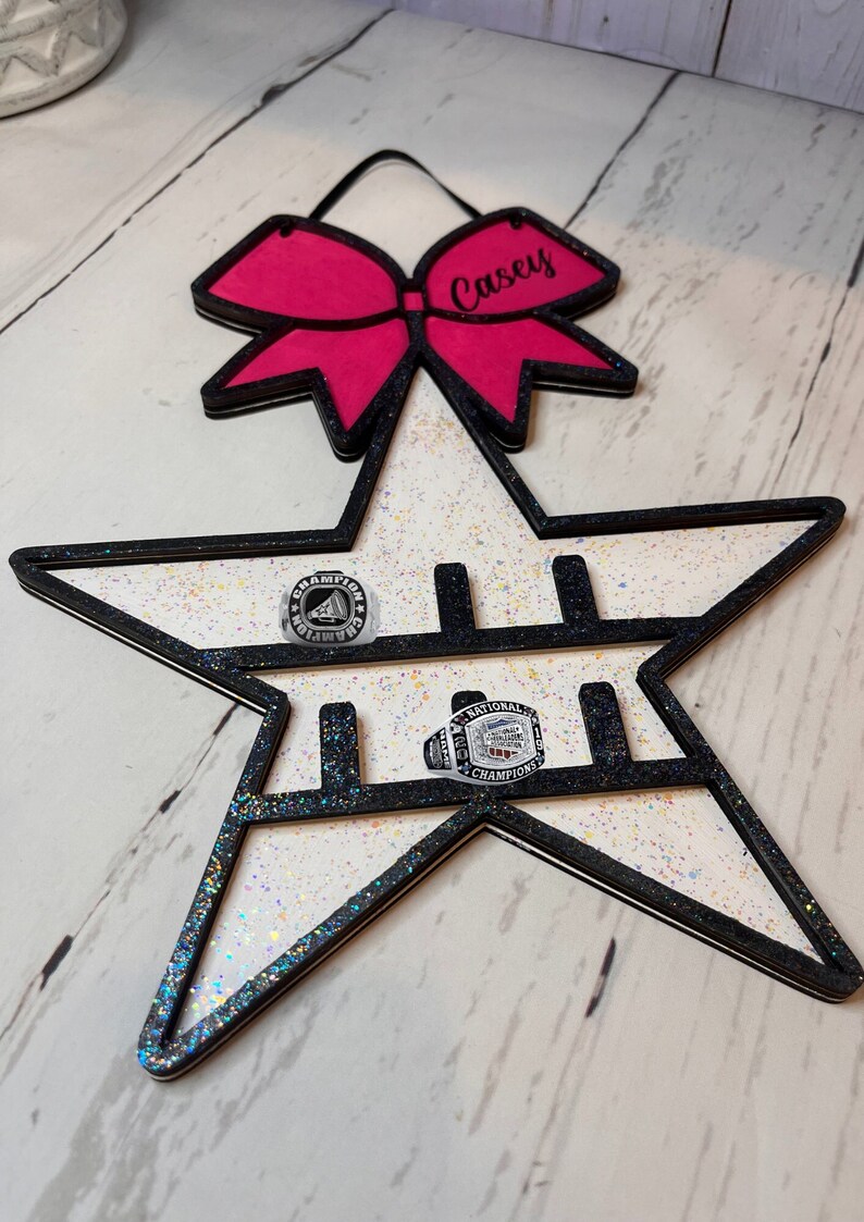Personalized Cheer Champion Ring Holder: Wooden Star, Team Colors - Etsy