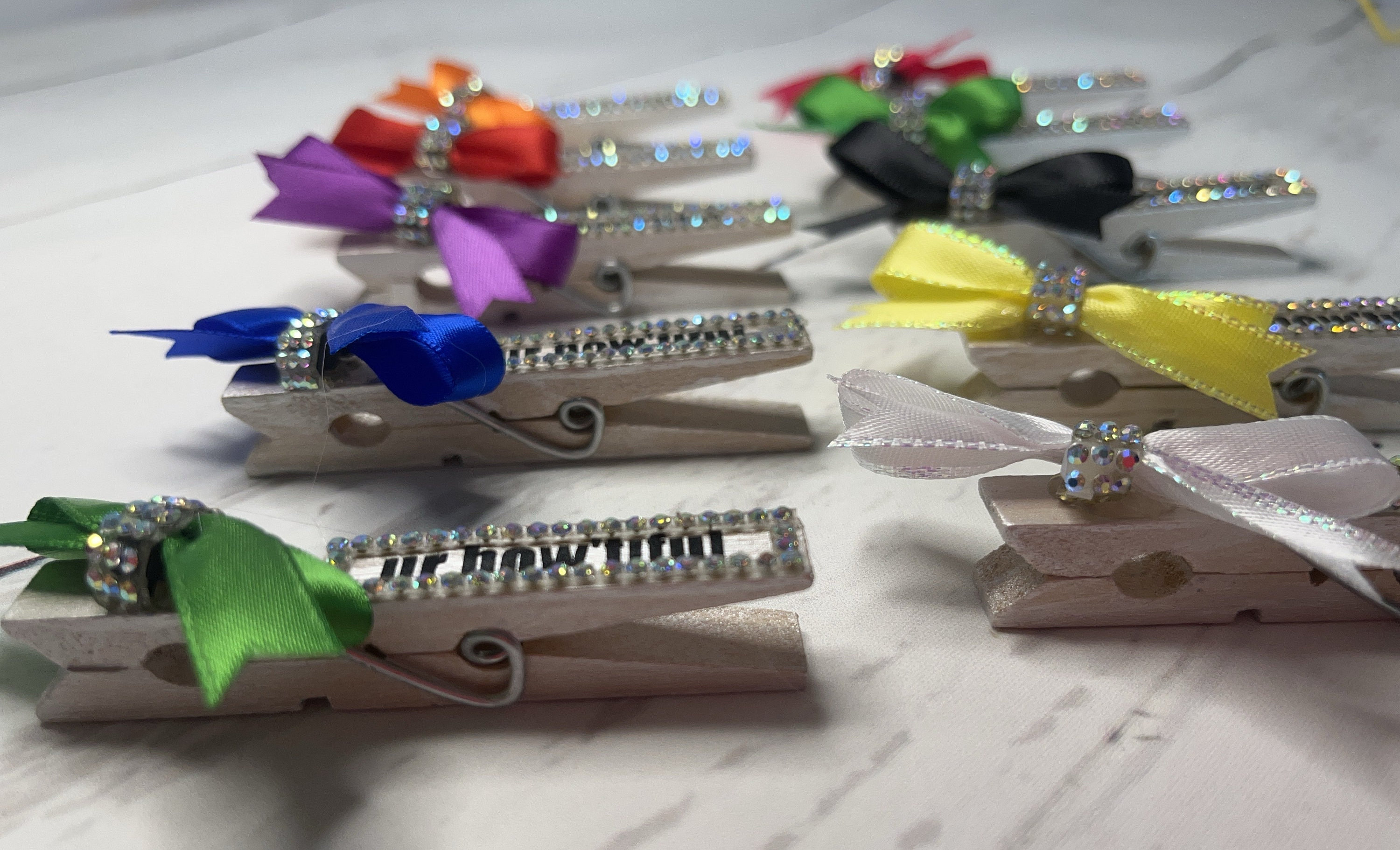 Pack of 10 Cheer Pins With Rhinestones, Bows, Vinyl Lettering ...