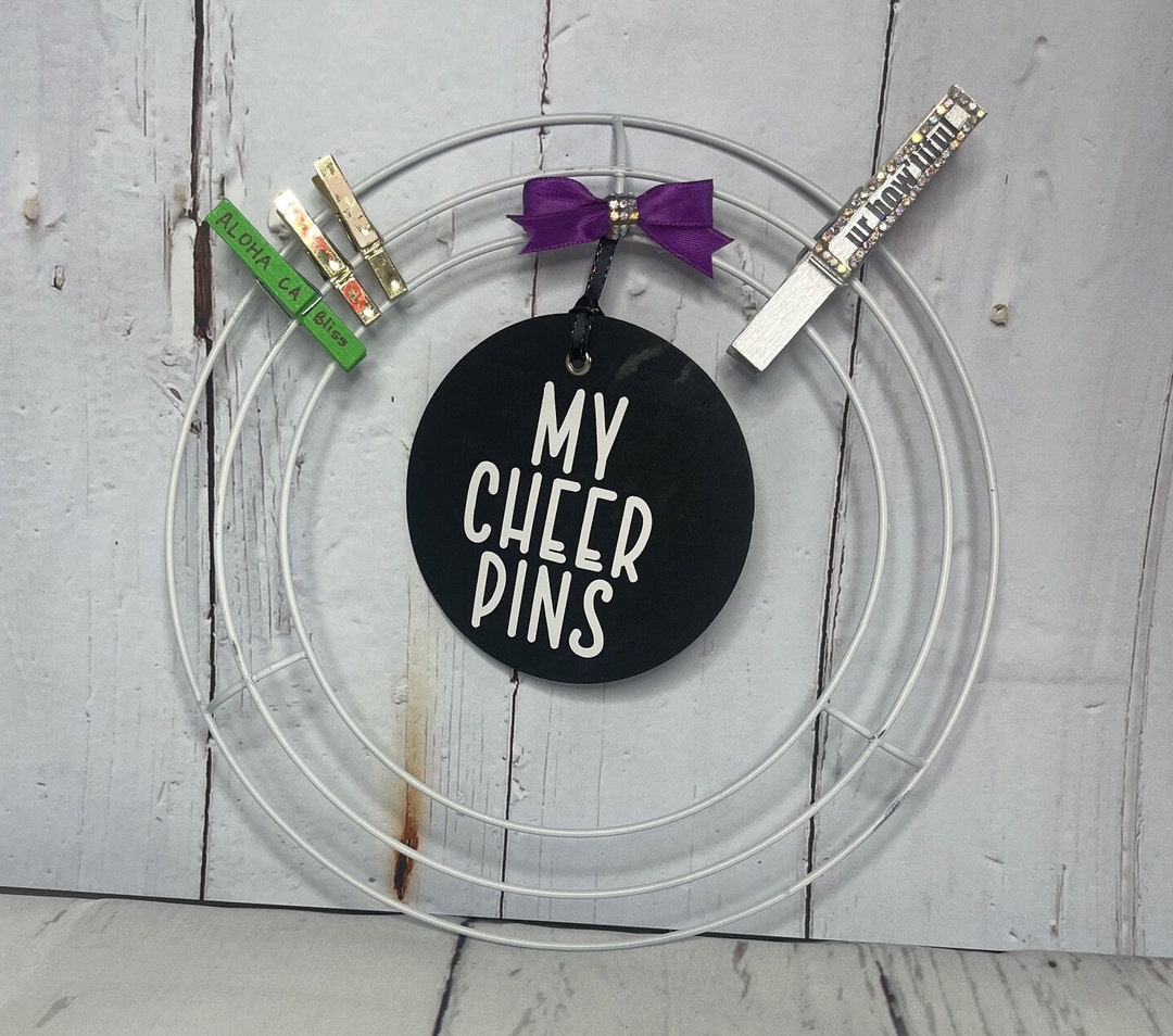 Mini Metal Wall Hanging Cheer Pin Holder - Mini 8" Circle - Cheer Gifts ...