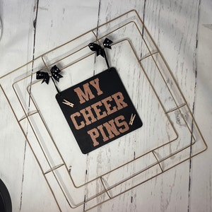 Large Metal Wall Hanging Cheer Pin Holder - Large 14" Square - Cheerleader - Cheer Comp - Cheer ...