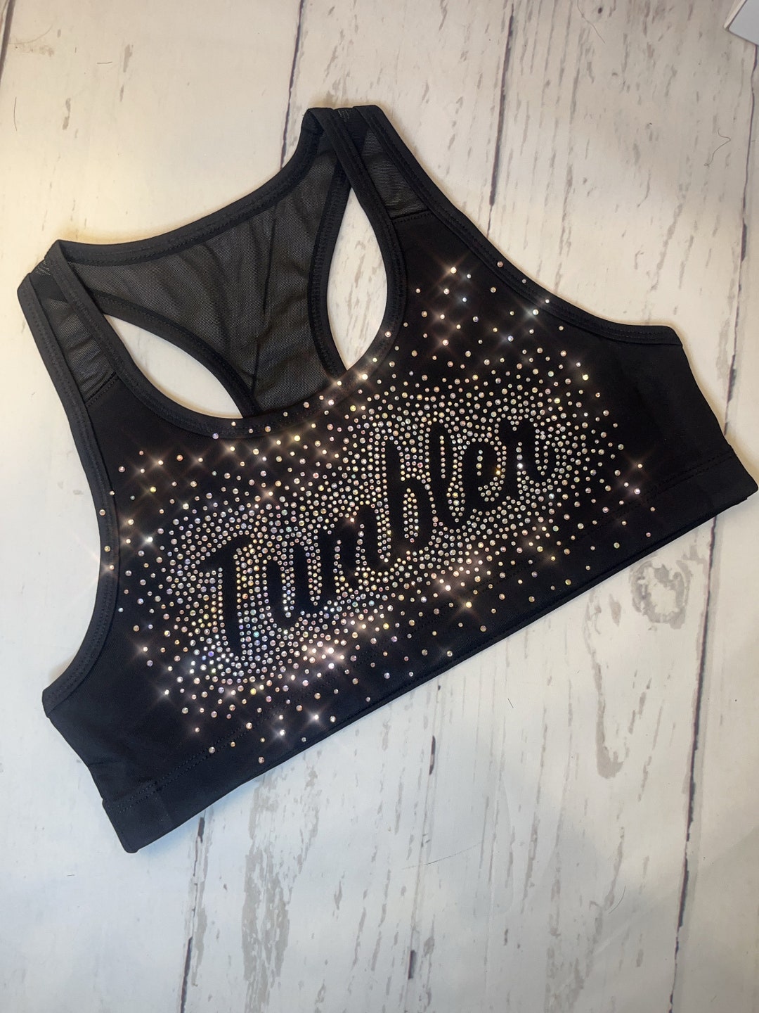 Rhinestone Tumbler Crop Top Sports Bra - Cheer Gift - Cheerleader - Etsy