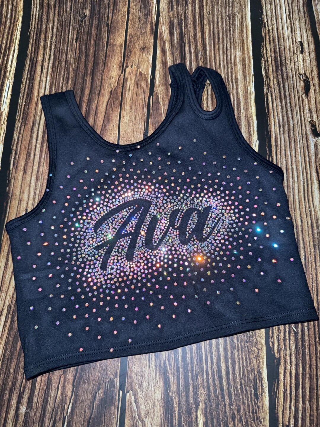 Custom Rhinestone Cheerleading Sports Bra: Personalized Team Crop Top ...