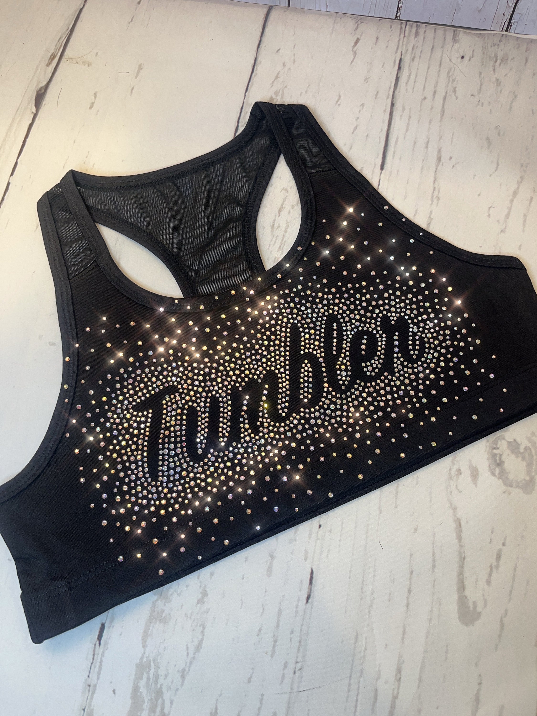 Rhinestone Tumbler Crop Top Sports Bra Cheer Gift Cheerleader - Etsy